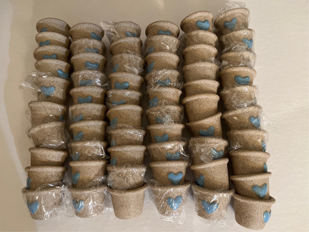 60pcs Mini Handmade Clay Pots With Blue Hearts - Etsy