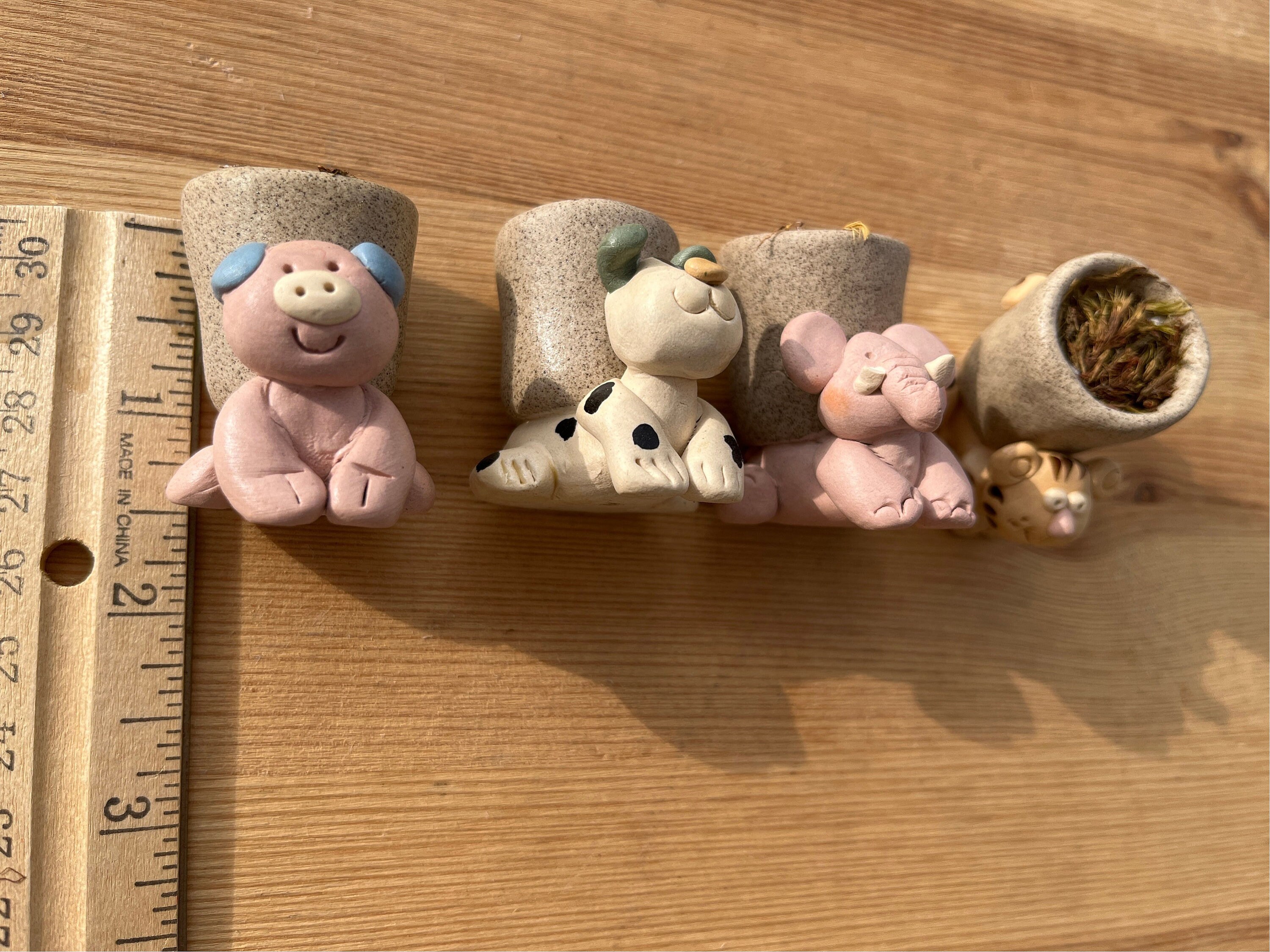 Handmade Mini Animal Clay Pots - Pig, Tiger, Elephant, Dog - Please ...