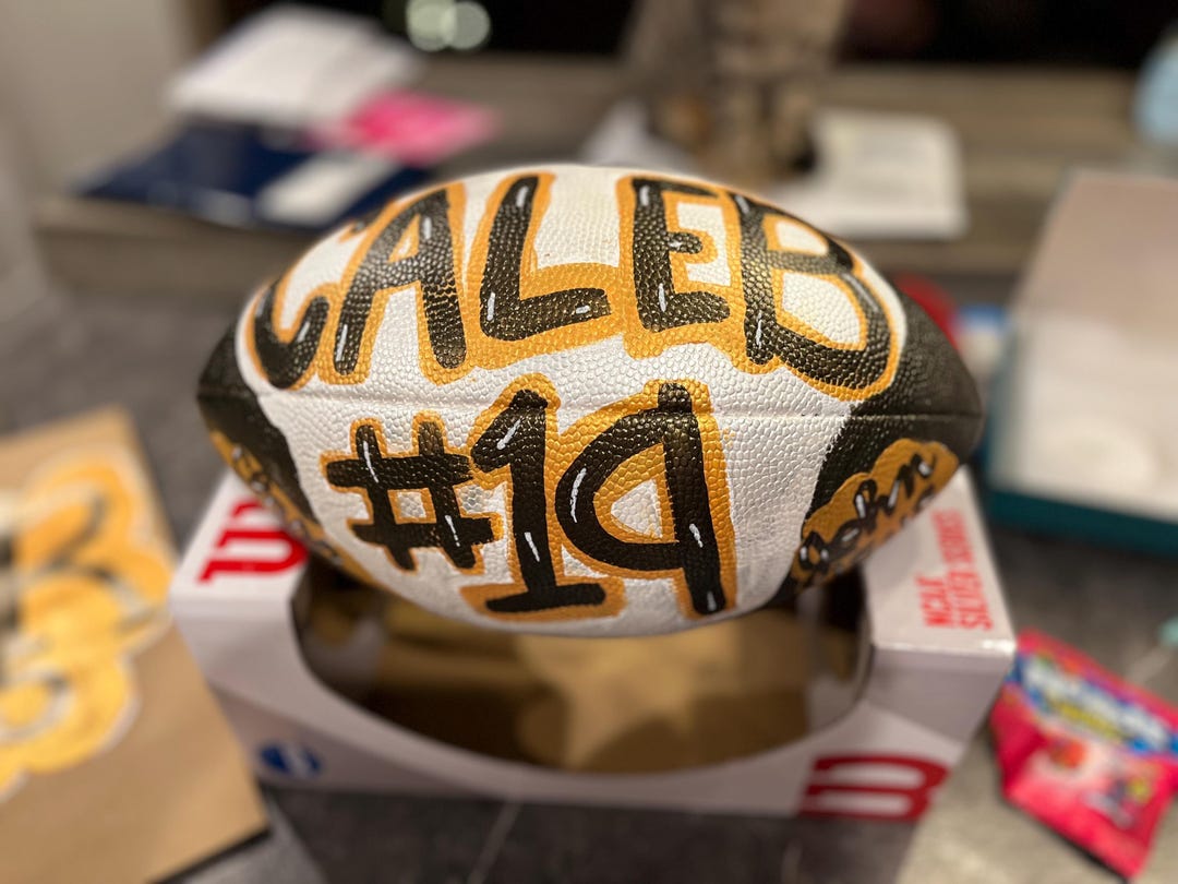 Custom Hamd Painted Football With Mascot, School Colors, Player Number ...
