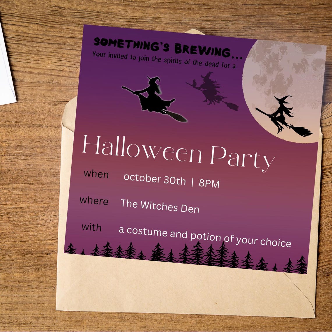 Editable Halloween Party Invitation, Witch Invite, Costume Party Invite ...