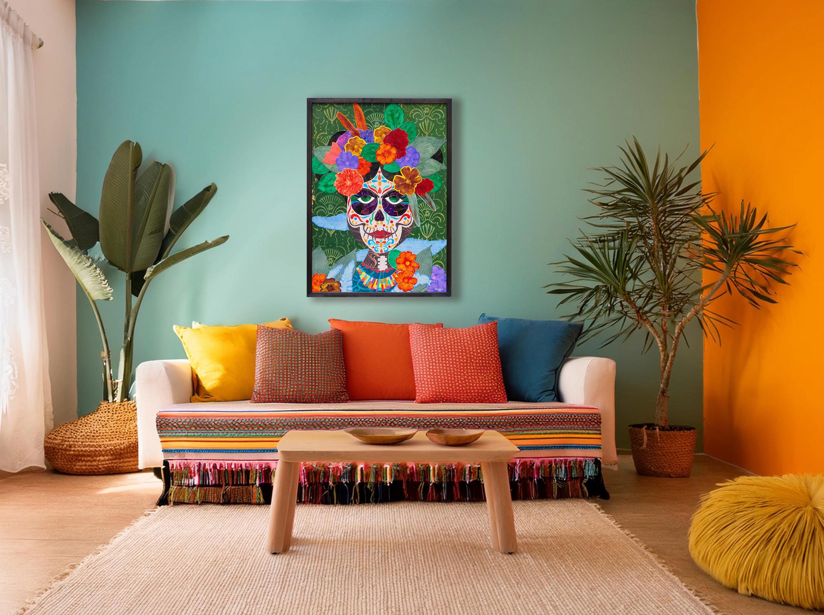La Catrina Sugar Skull Wall Art With Floral Calavera Decor - Original ...