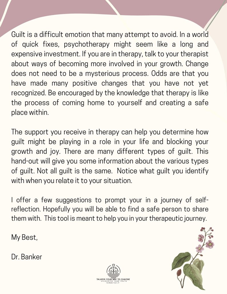 How to Understand and Cope With Guilt/emotion Regulation/coping/therapy ...