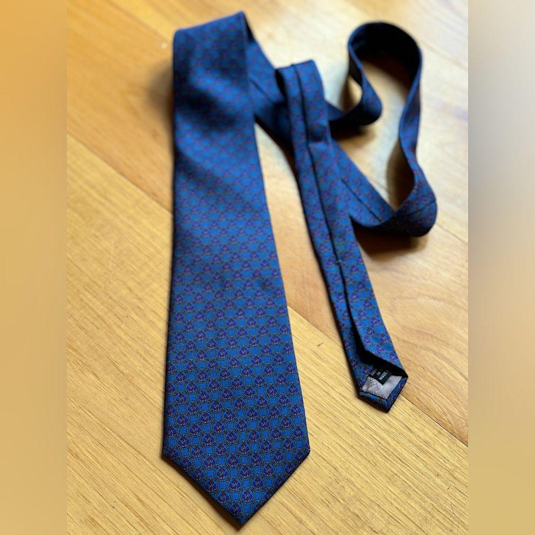 Vintage CHRISTIAN DIOR Monsieur Anchors Nautical Navy Grey Silk Luxury ...