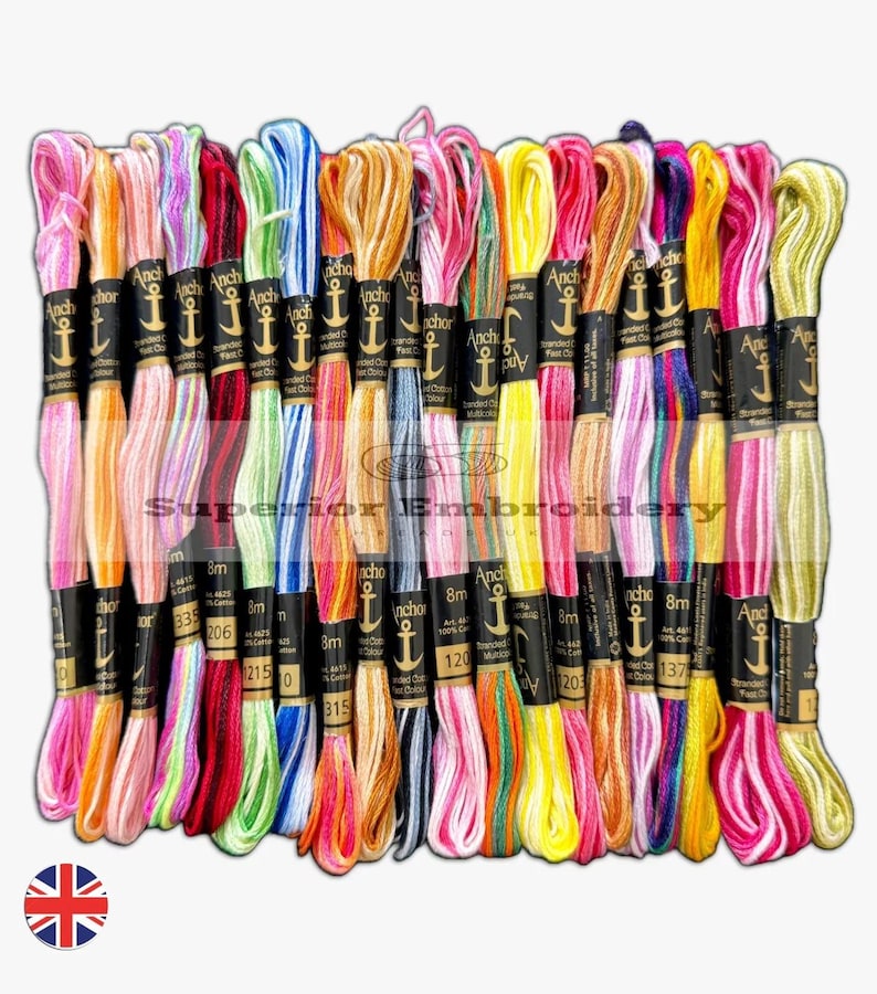 Anchor Multi Rainbow Variegated Cotton Embroidery Thread Skeins Floss ...
