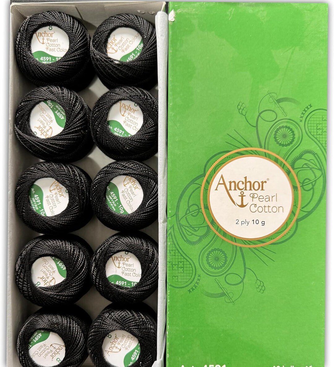 Anchor Pearl Cotton Black Balls Anchor Crochet Cotton Embroidery Thread ...