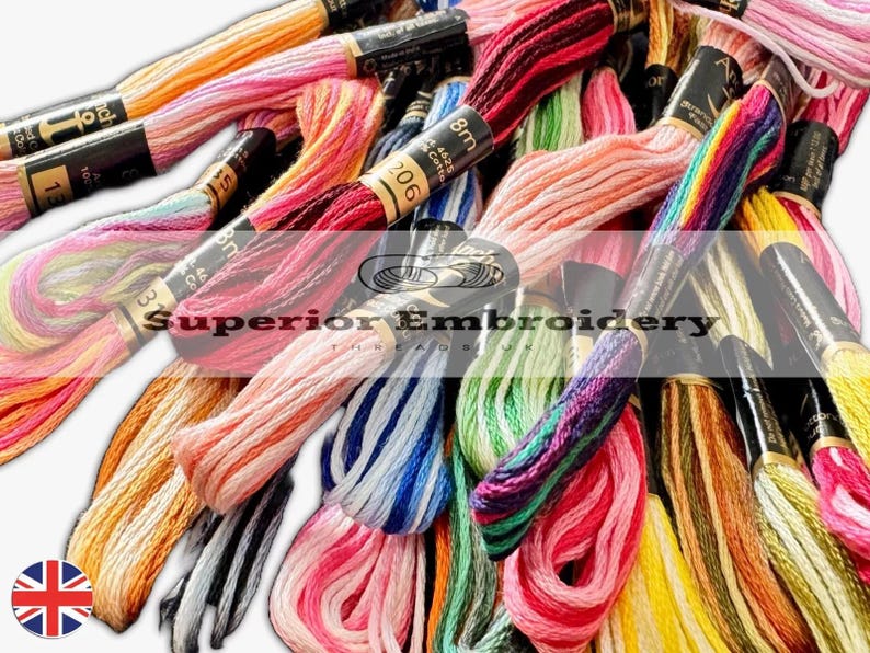 Anchor Multi Rainbow Variegated Cotton Embroidery Thread Skeins Floss ...