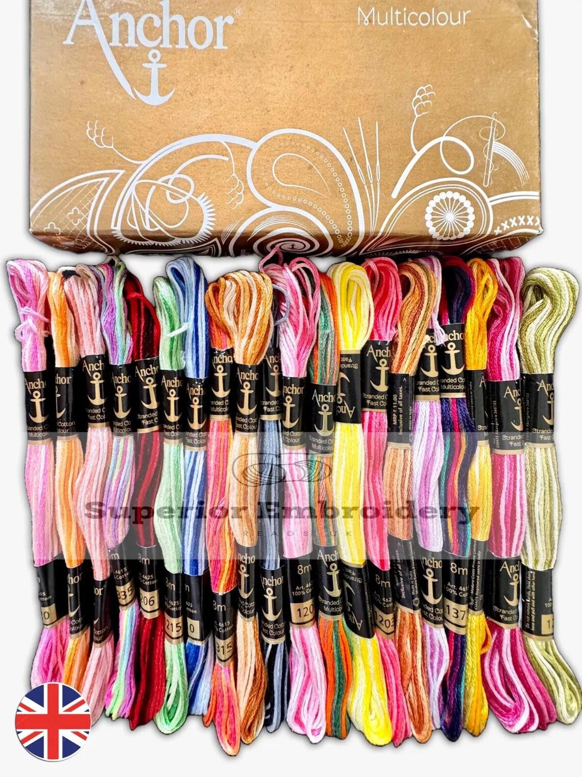 Anchor Multi Rainbow Variegated Cotton Embroidery Thread Skeins Floss ...