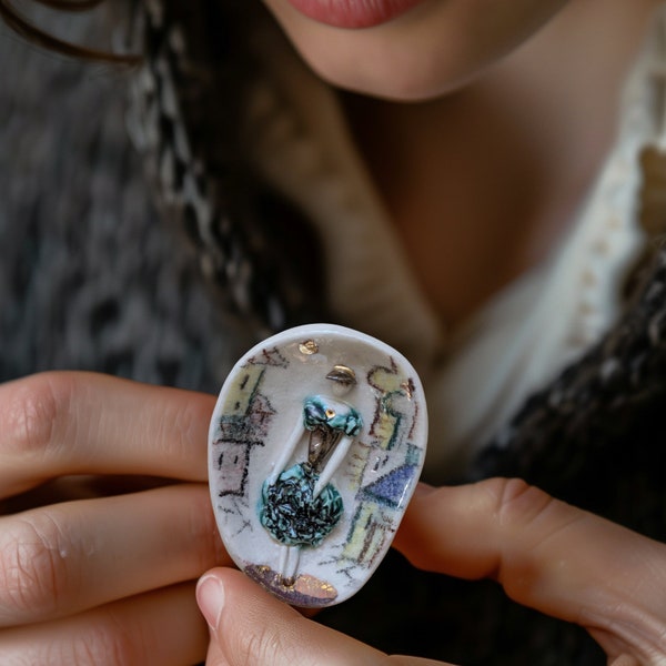Porcelain Brooch - Etsy