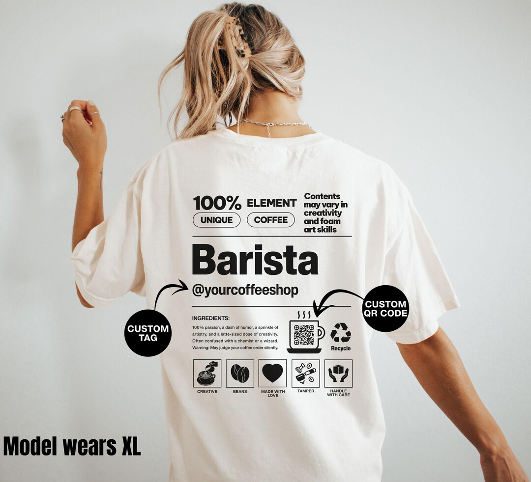 Barista Custom QR Code Comfort Colors Shirt - Trendy Coffee Lover Tee ...