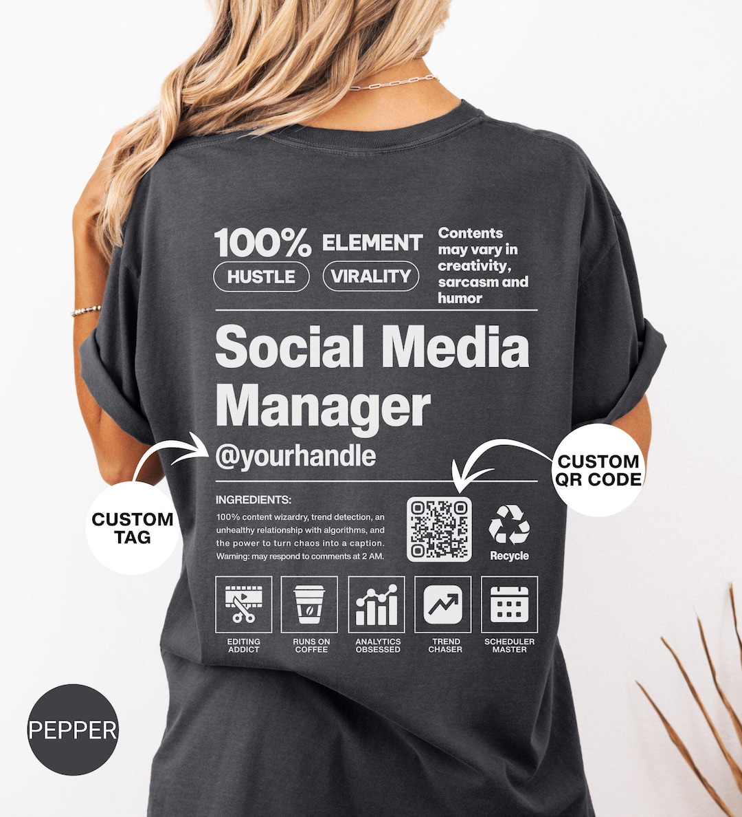 Custom Social Media Manager Shirt, Personalized Content Manager Shirt ...