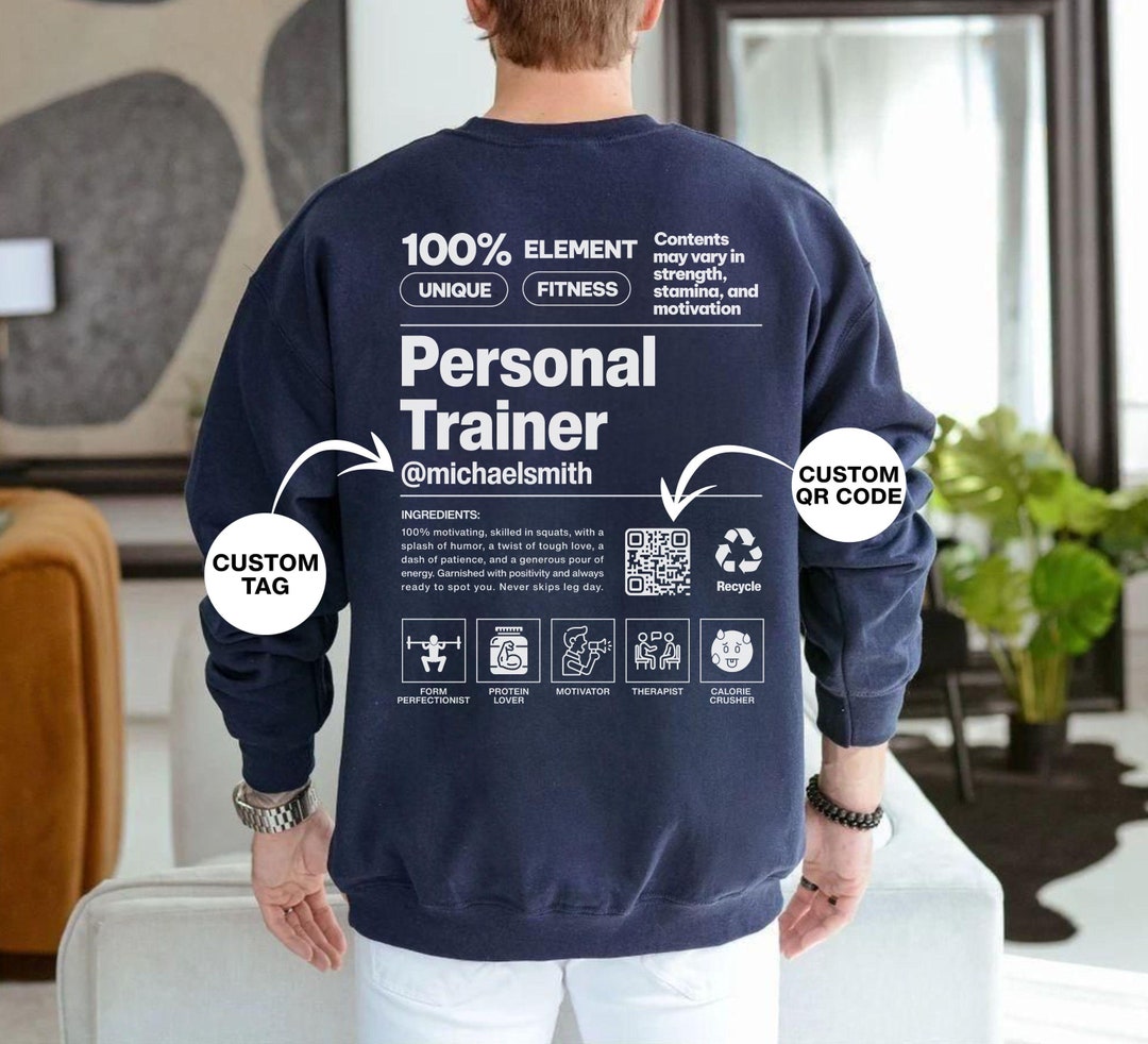 Personal Trainer Custom QR Code Sweatshirt, Fitness Coach Gifts, QR ...