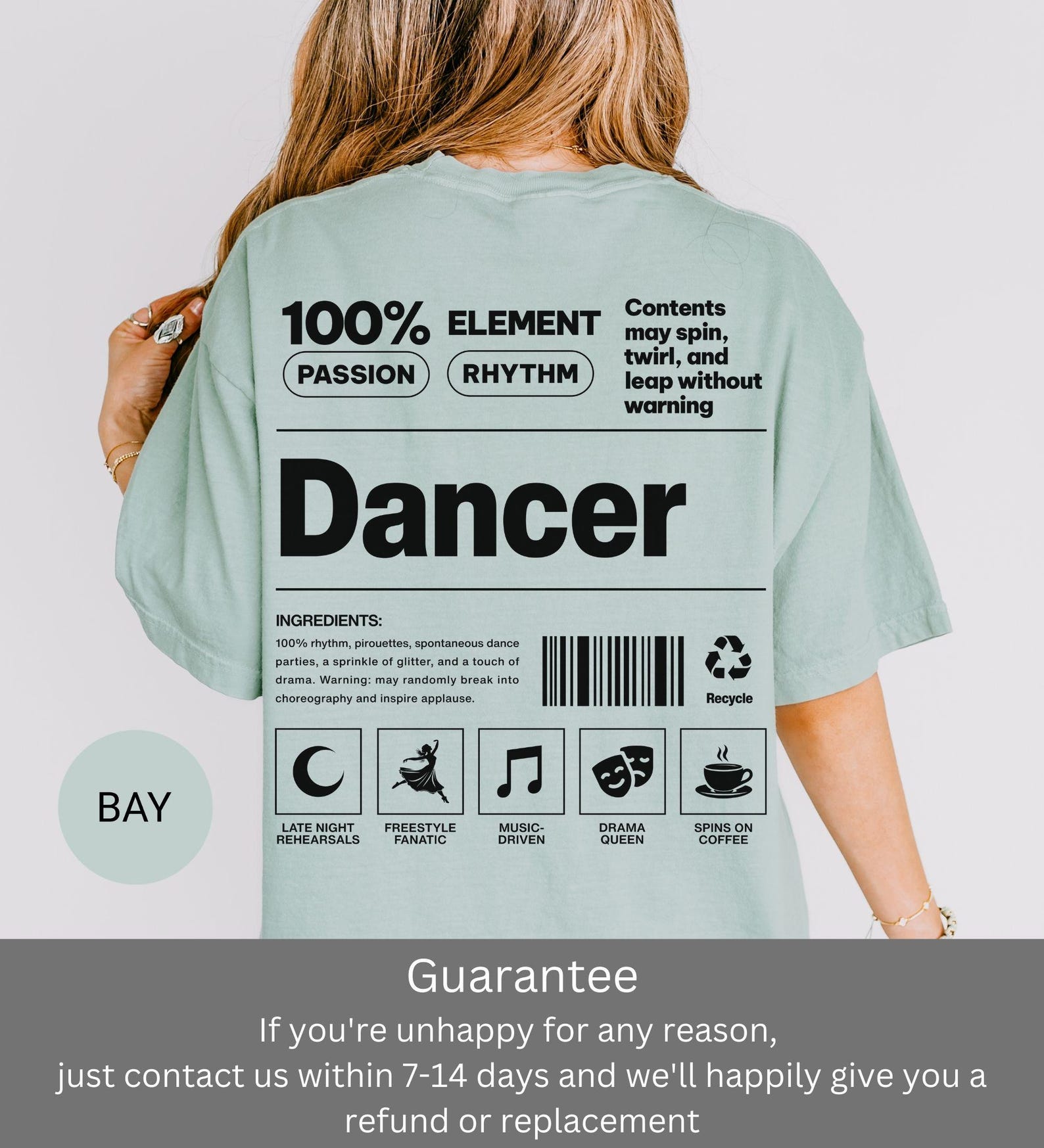 Dancer Nutrition Facts, Comfort Colors Dance Shirt, Funny Dancer Shirt ...