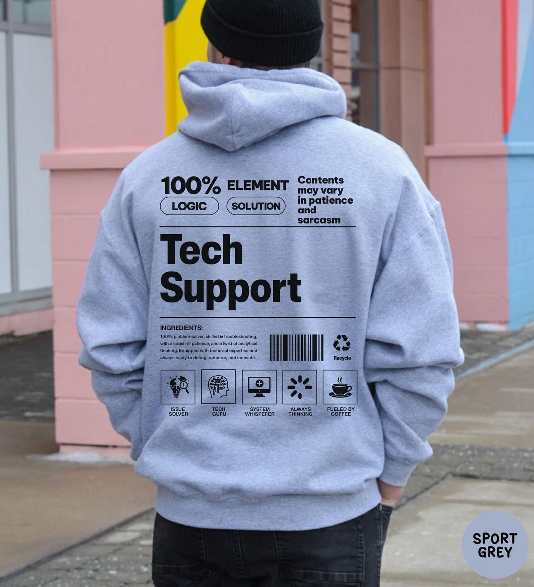Funny Tech Support Hoodie, Computer Geek Sweater, IT Helpdesk ...