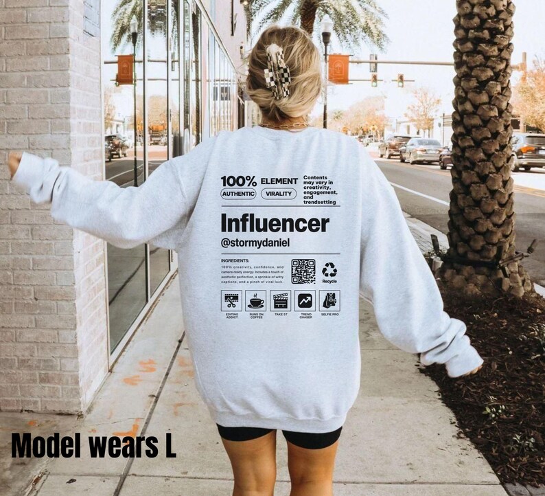 Influencer Personalized QR Code Sweatshirt, Customized Name Crewneck Jumper, Unique Gift Idea ...