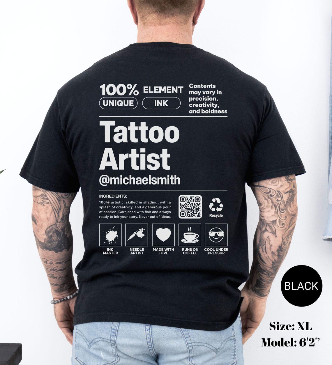 Tattoo Artist Custom Shirt, Personalized Comfort Color Tee, Tattoo ...