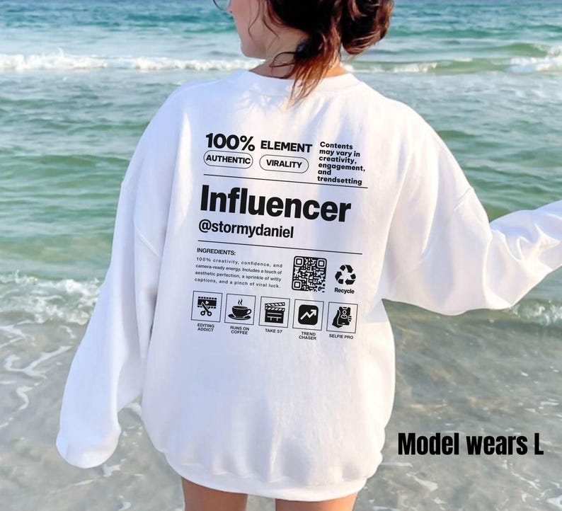 Influencer Personalized QR Code Sweatshirt, Customized Name Crewneck Jumper, Unique Gift Idea ...