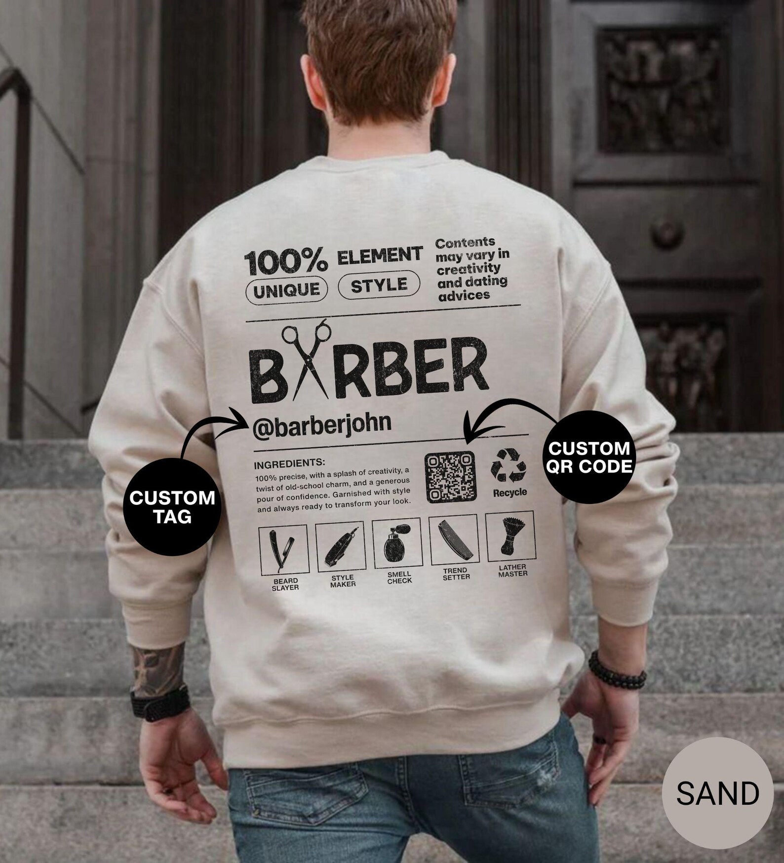 Custom Barber Sweatshirt, Personalized Barber Crewneck, Funny ...