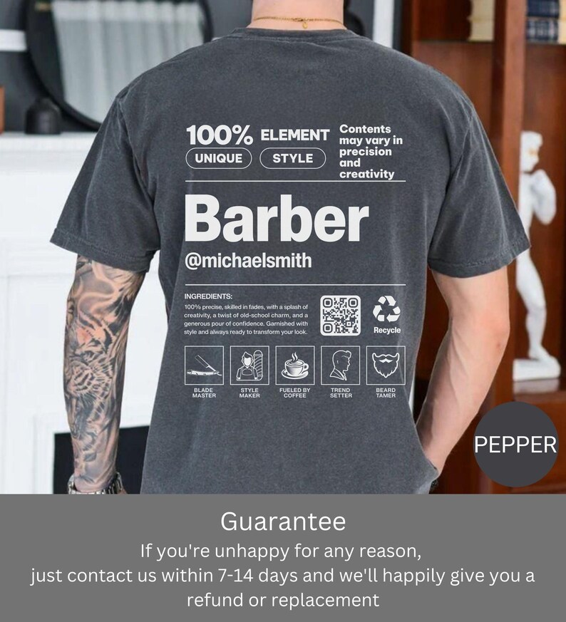 Barber Custom Name T-shirt, Comfort Color Tee, Personalized Barber ...