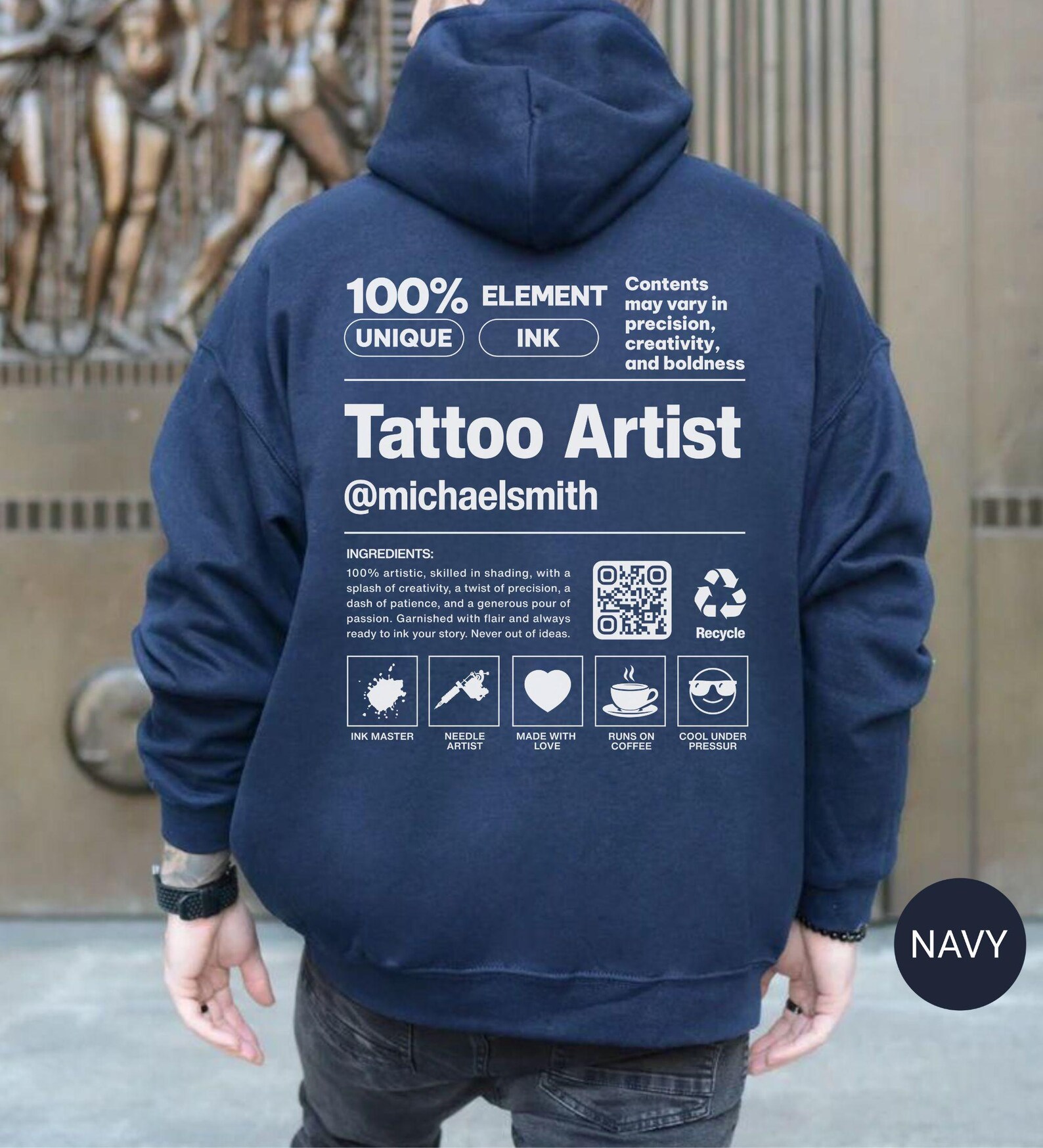 Custom Tattoo Artist Definition Hoodie, Personalized Tattoo QR Code ...