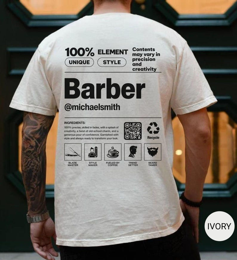 Barber Custom Name T-shirt, Comfort Color Tee, Personalized Barber ...