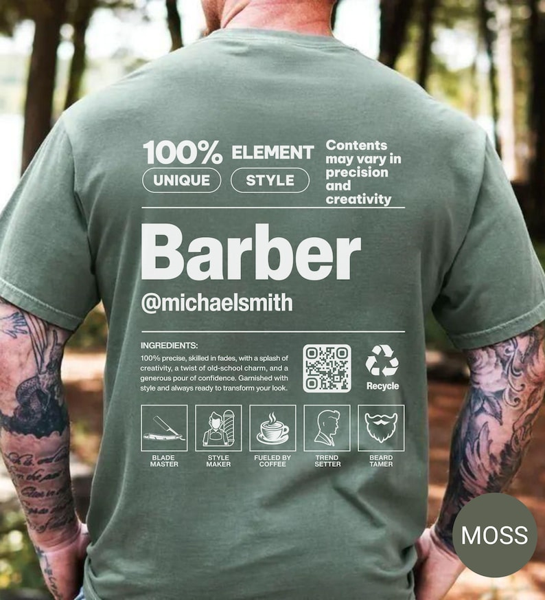 Barber Custom Name T-shirt, Comfort Color Tee, Personalized Barber ...