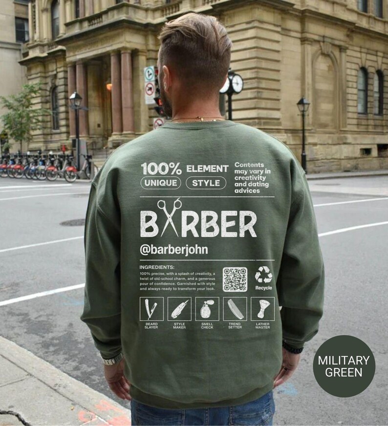 Custom Barber Sweatshirt, Personalized Barber Crewneck, Funny ...