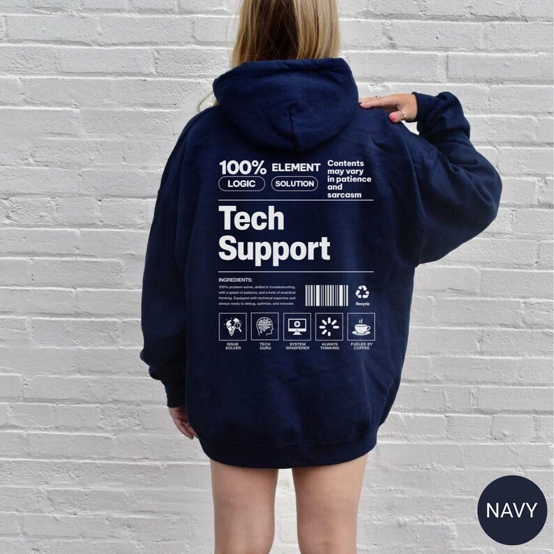 Funny Tech Support Hoodie, Computer Geek Sweater, IT Helpdesk ...