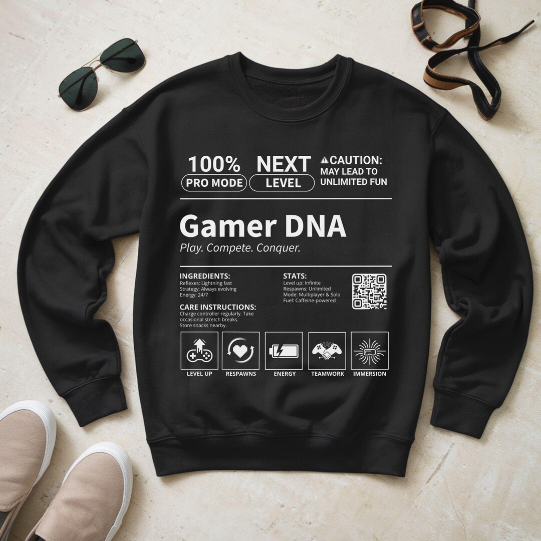 Gamer Label Sweatshirt, Gamer Nutrition Facts Sweatshirt, Gamer ...