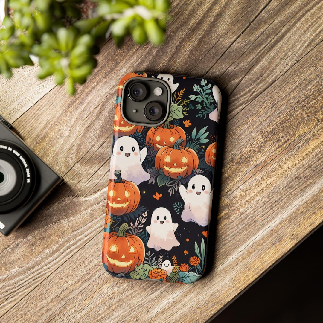 Kawaii Halloween Ghost and Pumpkin Phone Case - Etsy