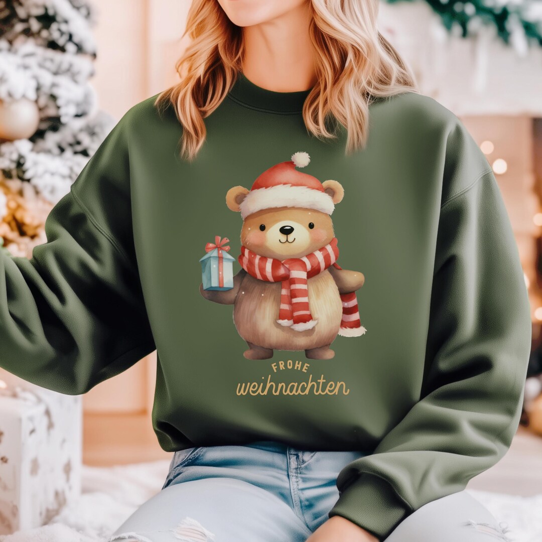 Christmassy Cuddly Look This Cute Sweatshirt With a Bear and a Gift ...