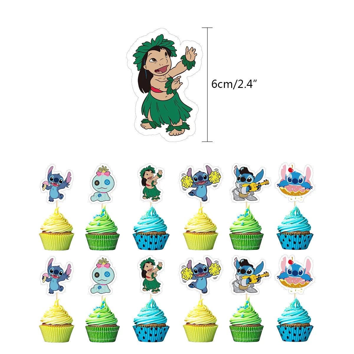 Custom Pink Lilo &stitch Cake Topper Girls Cartoon Happy Birthday Cake ...