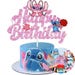 Custom Pink Lilo &stitch Cake Topper Girls Cartoon Happy Birthday Cake ...