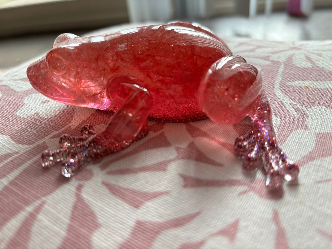 Pink Glass Chip Frog - Etsy