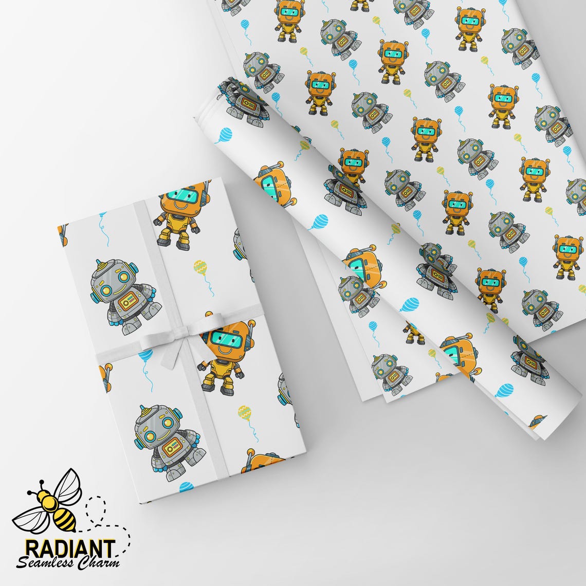 Robot Digital Paper, Robot Birthday Scrapbook Paper, Robots Seamless ...