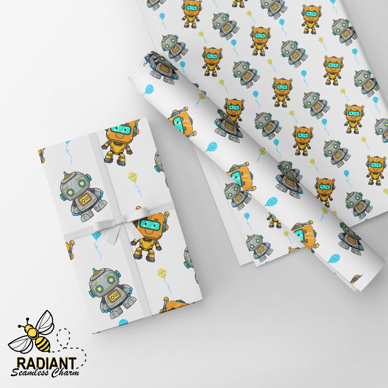 Robot Digital Paper, Robot Birthday Scrapbook Paper, Robots Seamless ...