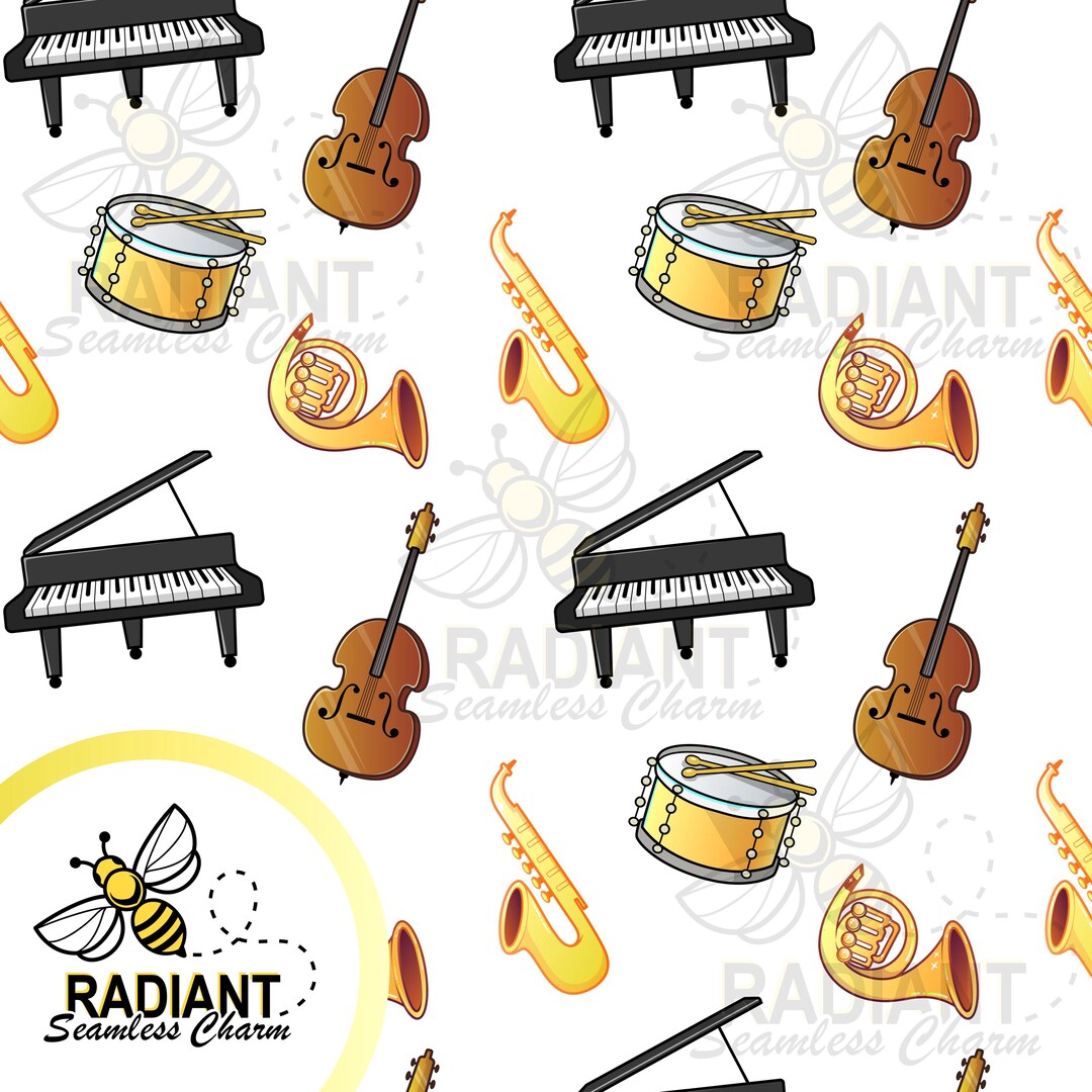 Musical Instruments Seamless Pattern, Musical Instruments Digital Paper ...