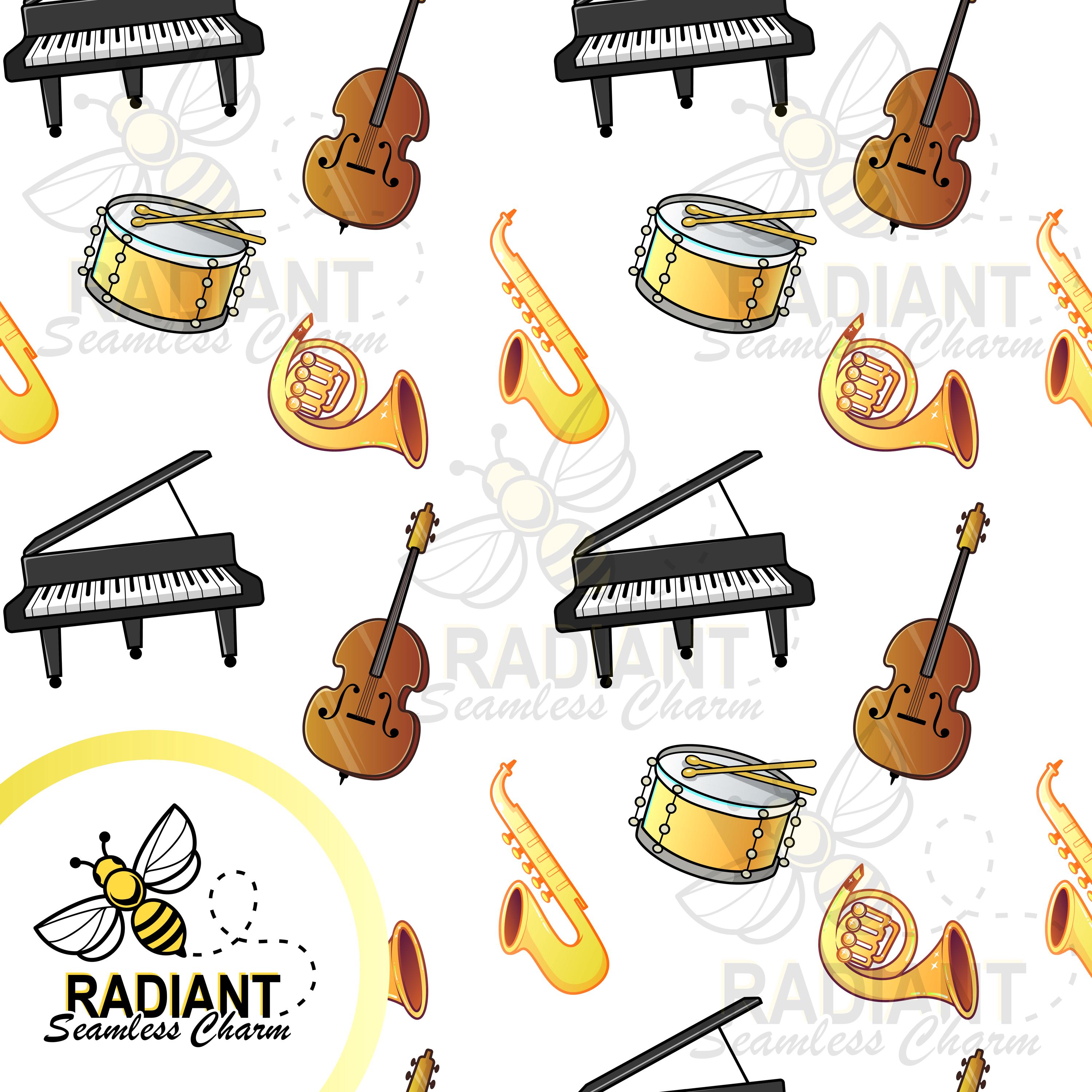 Musical Instruments Seamless Pattern, Musical Instruments Digital Paper ...