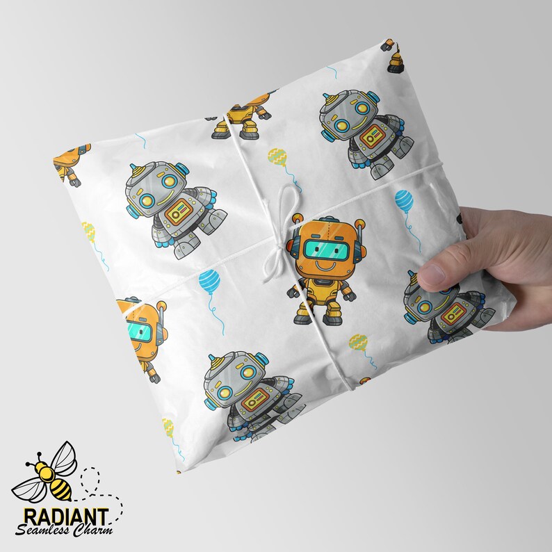 Robot Digital Paper, Robot Birthday Scrapbook Paper, Robots Seamless ...