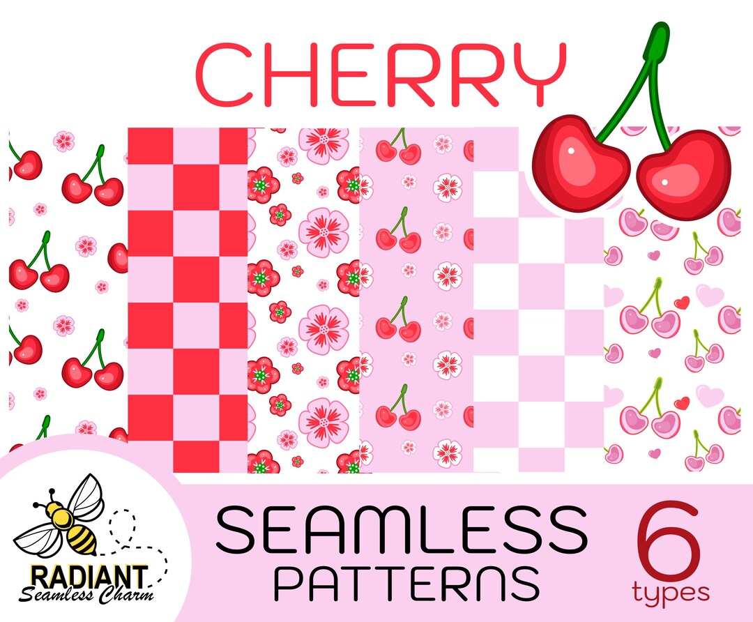 Pink Cherry Digital Paper, Birthday Scrapbook Paper, Coquette Pink ...