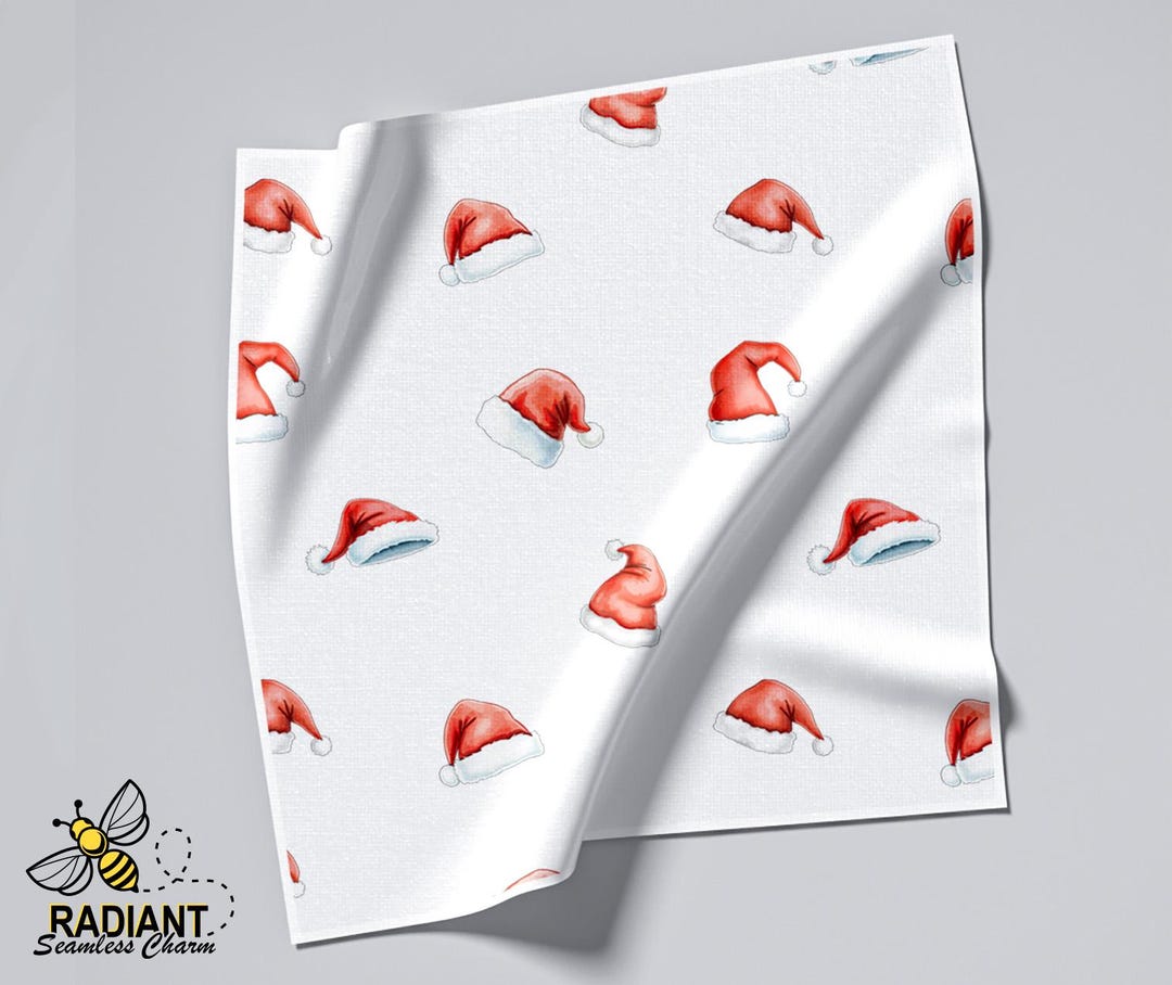 Christmas Santa Hat Digital Paper, Watercolor Christmas Santa Hat ...