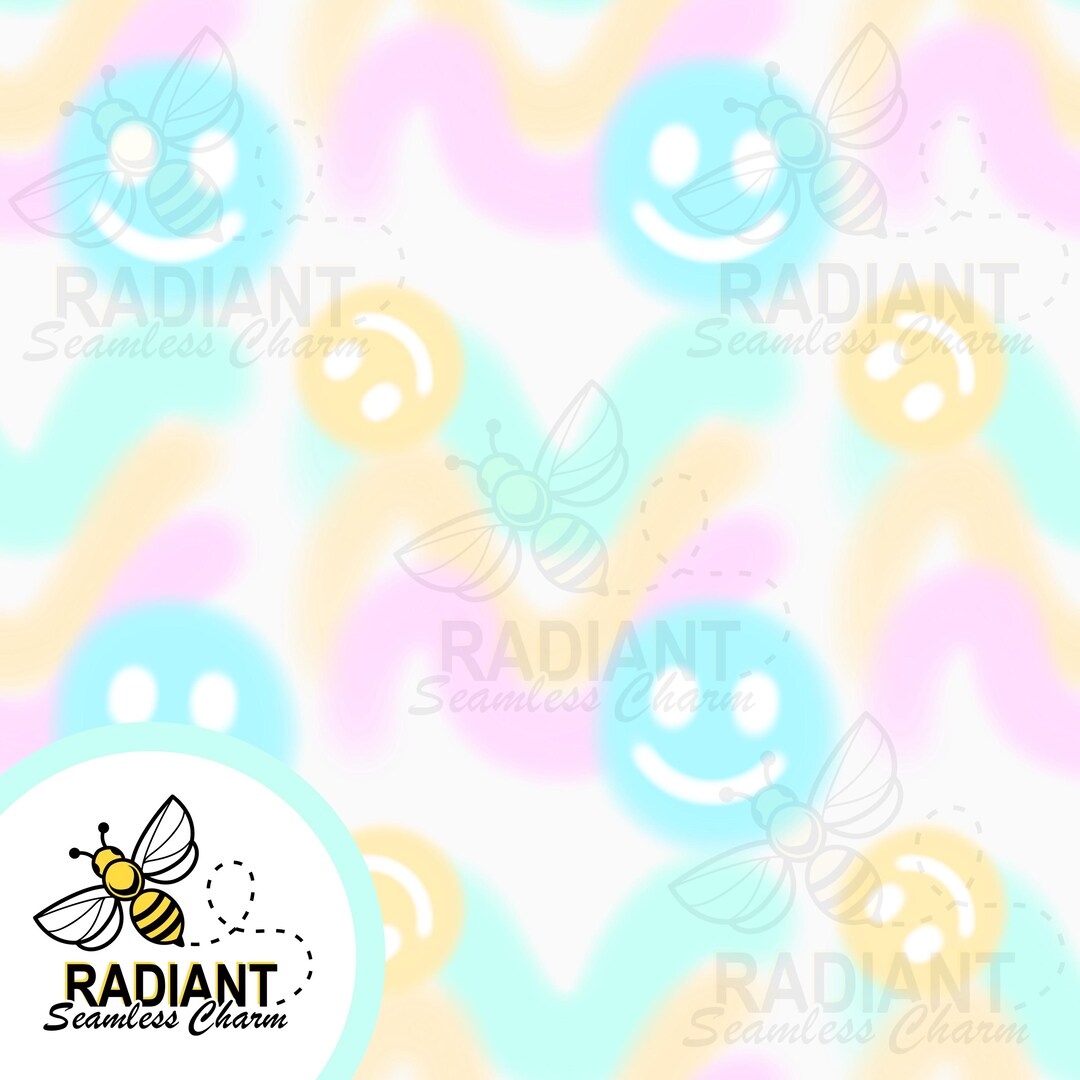 Pastel Smiley Face Seamless Pattern, Happy Face Digital Scrapbook Paper ...