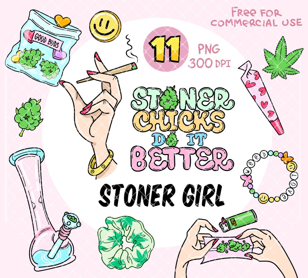 Stoner Girl PNG Bundle, Stoner Girl Clipart Sublimation, Cannabis Pink ...