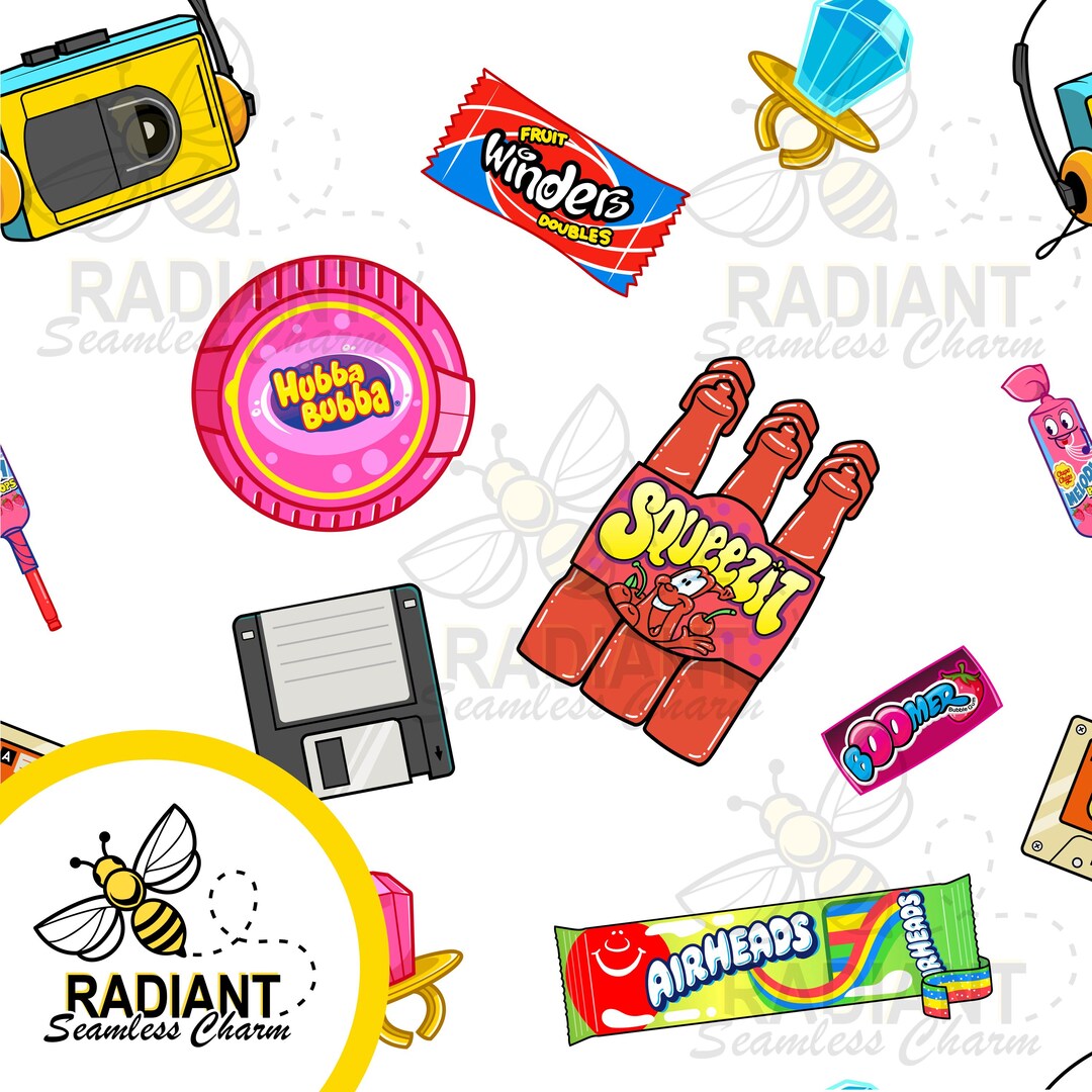 Retro Digital Paper, Retro 90s Scrapbook Paper, 90s Seamless Pattern ...