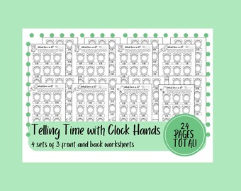 4 Page Printable Time-telling Fun: Draw Clock Hands for 24-hour Times ...
