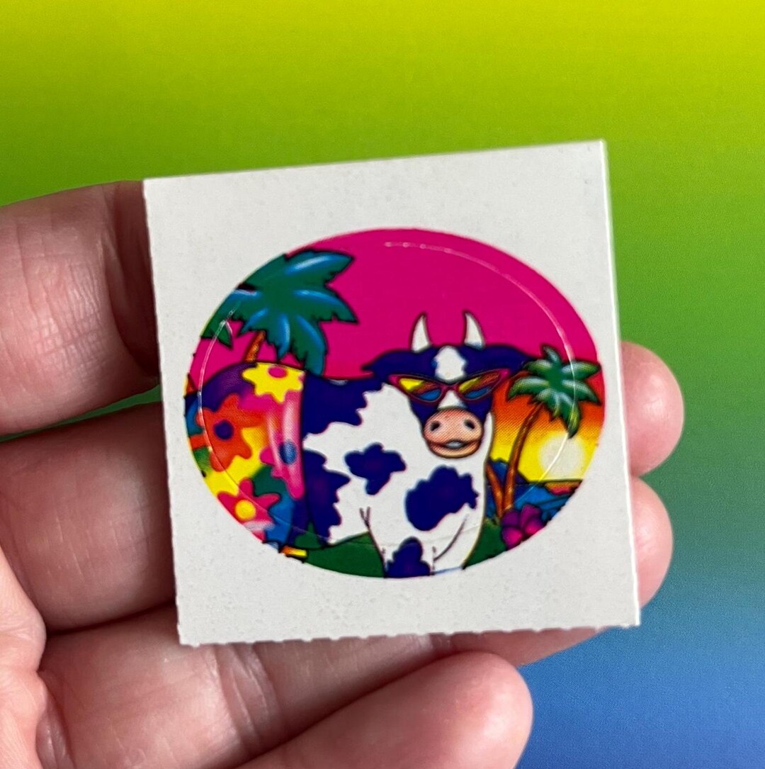 Vintage 1990's Small Round Lisa Frank Sticker Cow in Sunglasses - Etsy
