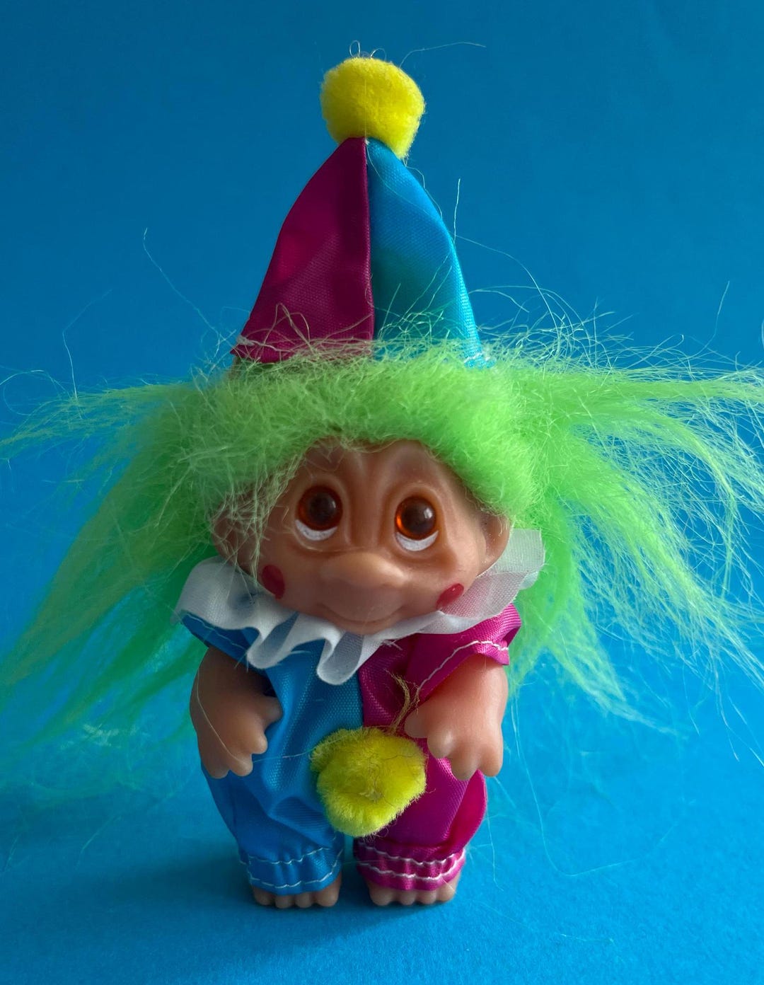 Super Cute Vintage Troll Doll DAM 1985 Mini Clown With Hat and Green ...