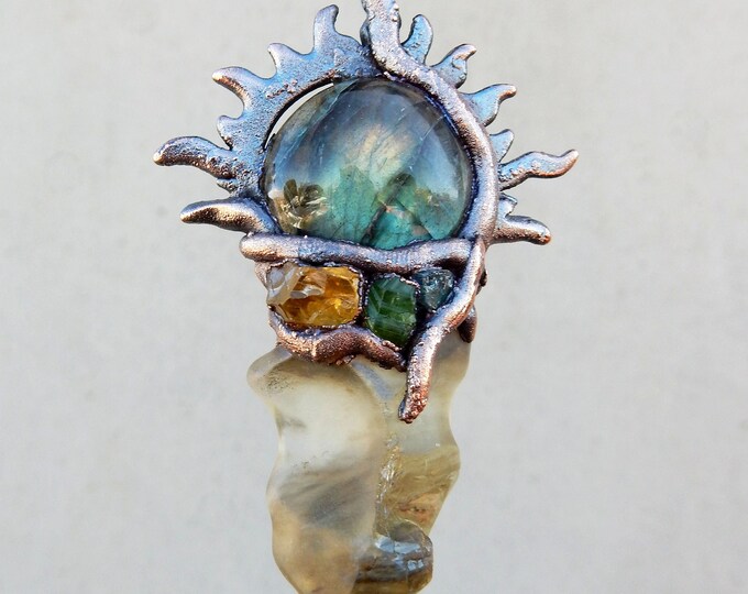 Rising Kundalini Shakti Amulet With Libyan Gold Tektite, Labradorite ...