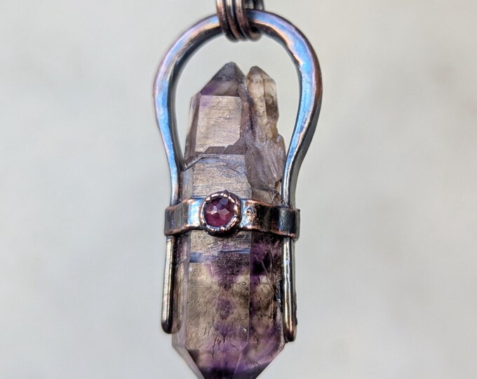 Shaman Amulet With Elestial Smoky Amethyst Phantom Scepter Crystal ...