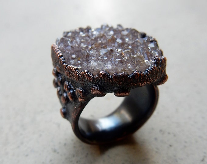 Smoky Amethyst Geode Ring for Grounding, Centering, Protection ...