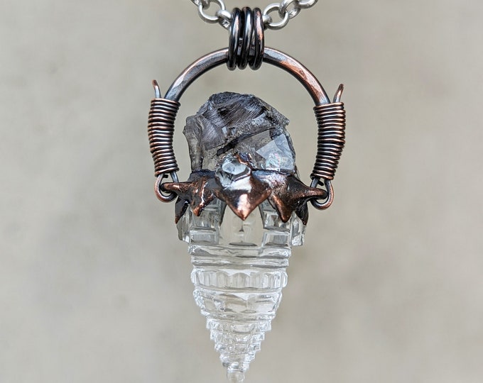 Tribal Amulet With Mount Meru Sri Yantra Clear Quartz, Rainbow Brookite ...